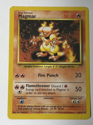Pokémon TCG Magmar Base Set 36/102 Regular 1st Edition Uncommon | eBay