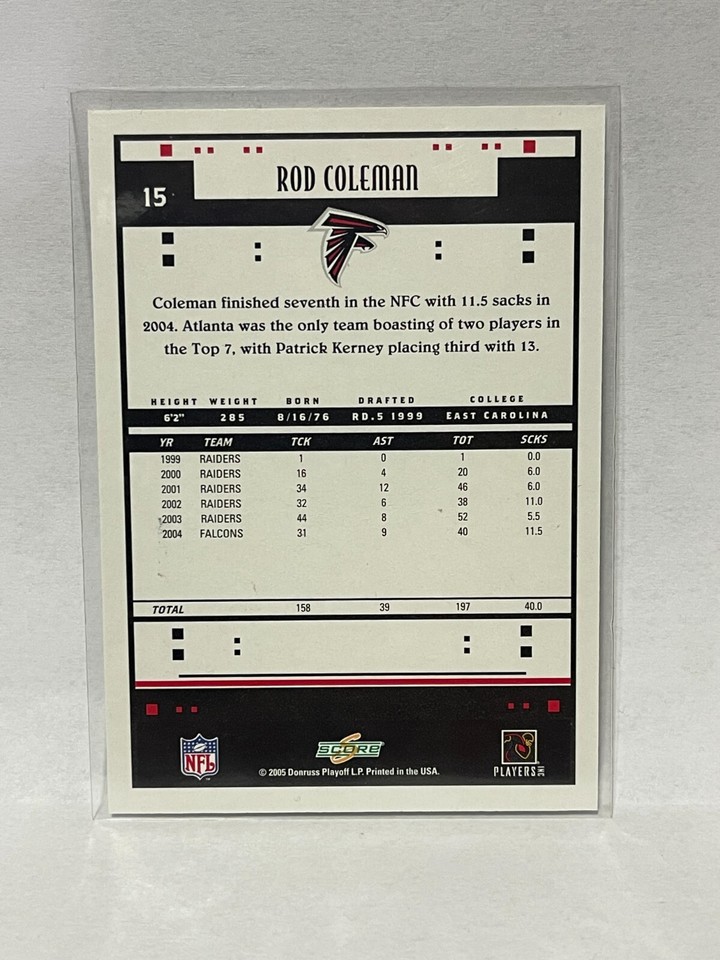 2005 Score Inscriptions Autograph - ROD COLEMAN | eBay