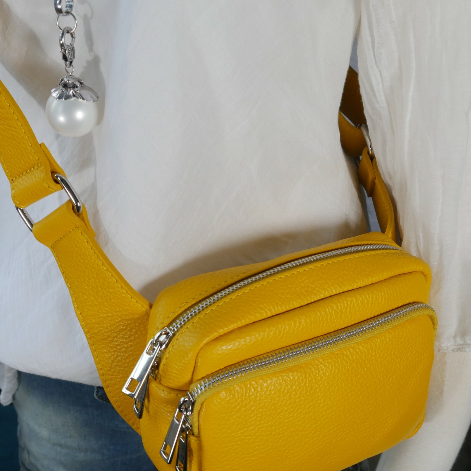 ♥ 16 Farben ECHT LEDER Umhängetasche Italy Cross Over Body Bag Tasche ...