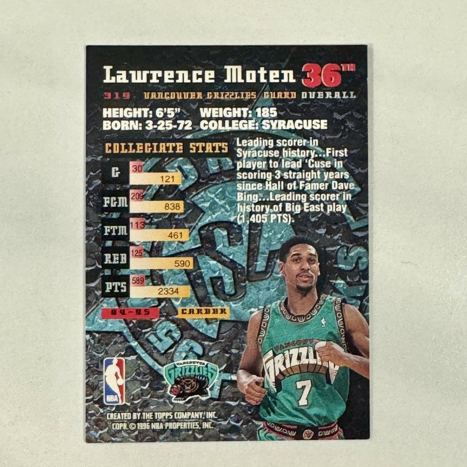 1995-96 Topps Stadium Club #319 Lawrence Moten Retail Orange Rookie ...