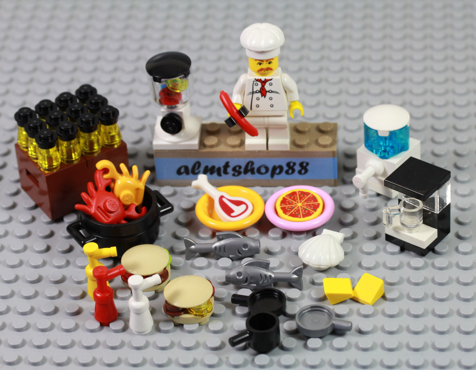 LEGO - 35 pcs Lot Food Kitchen Chef T-Bone Pizza Grill Hamburger BBQ ...