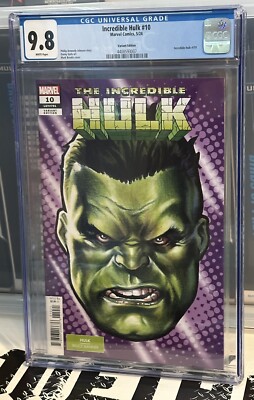 Incredible Hulk #10 CGC 9.8 Brooks Bruce Banner Hulk Headshot Variant ...