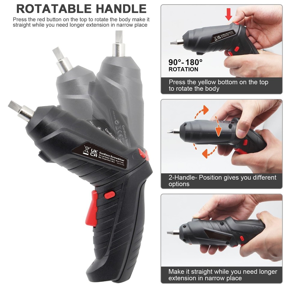 3.6V Cordless Electric Screwdriver Set USB Charging 3Nm Screw Gun with ...