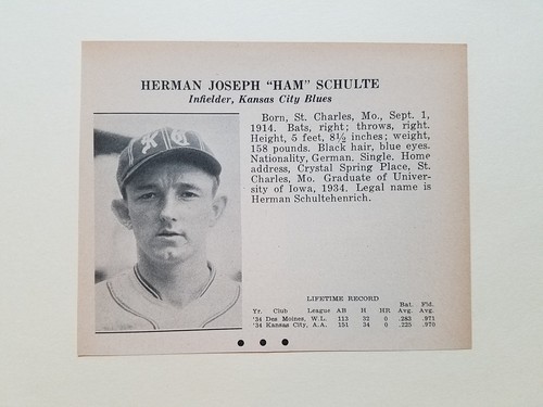 Ham Schulte & Vince Sherlock Kansas City Blues Indians 1935 Scrapbook ...