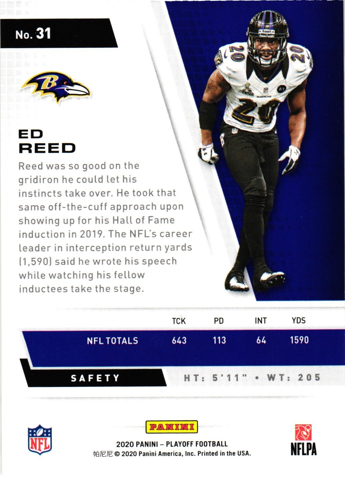 2020 Panini Playoff - #31 Ed Reed for sale online | eBay