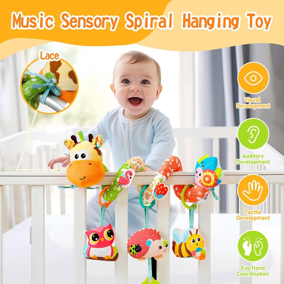 Crib Stroller Car Seat Toys for Baby 0-3-6-9-12 Months, Tummy Time ...
