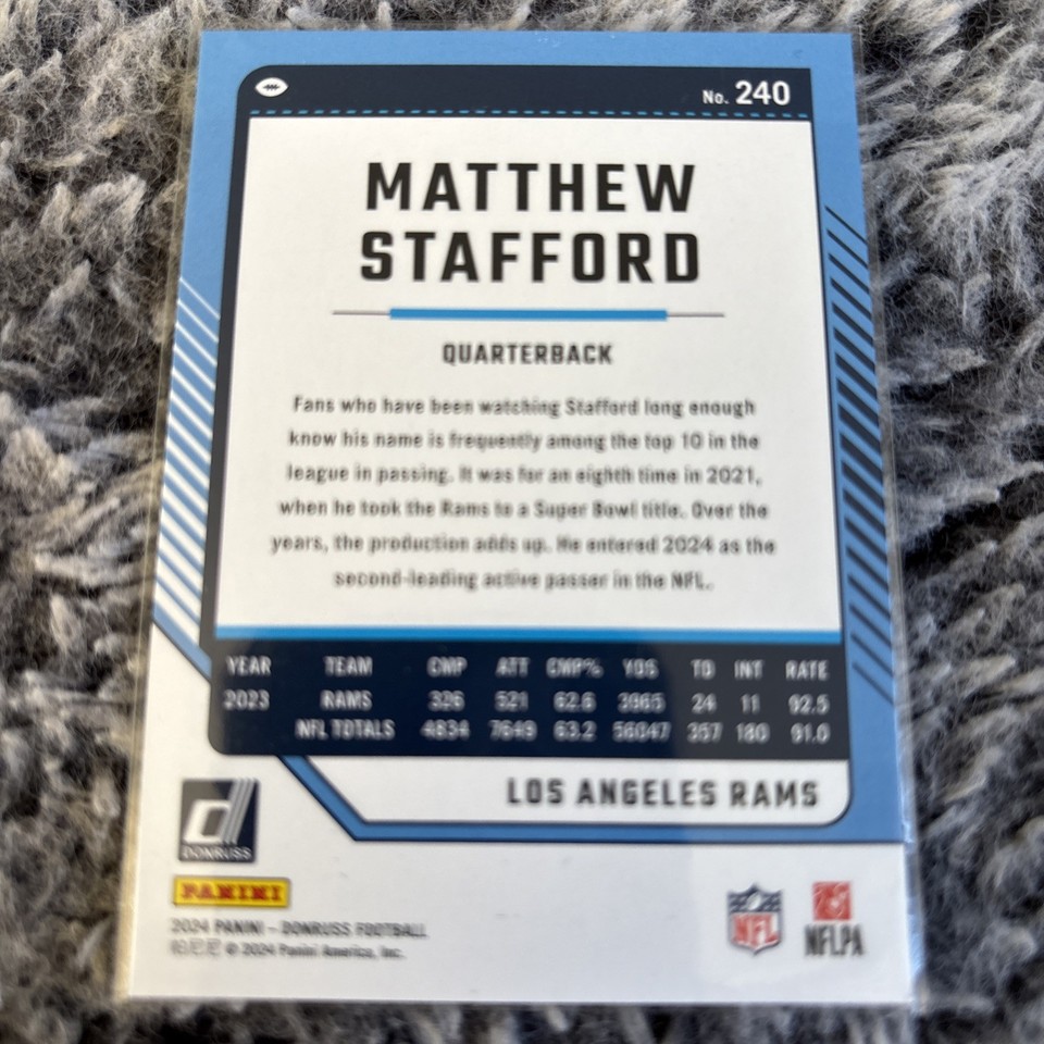 2024 Panini Donruss - Matthew Stafford #240 & Puka Nacua #25 PP Blue L ...