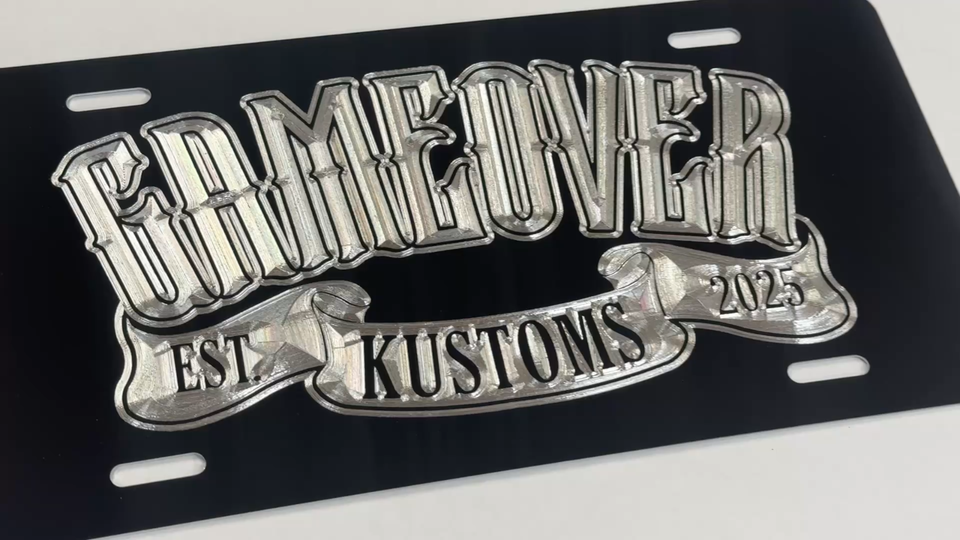 Gold Custom Car Club Logo License Plate Diamond Etched Engraved Metal ...