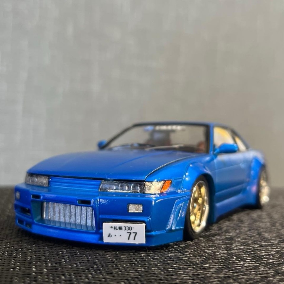 NISSAN S13 Silvia Custom Blue Painted Built 1:24 Car Model Kit Aoshima ...