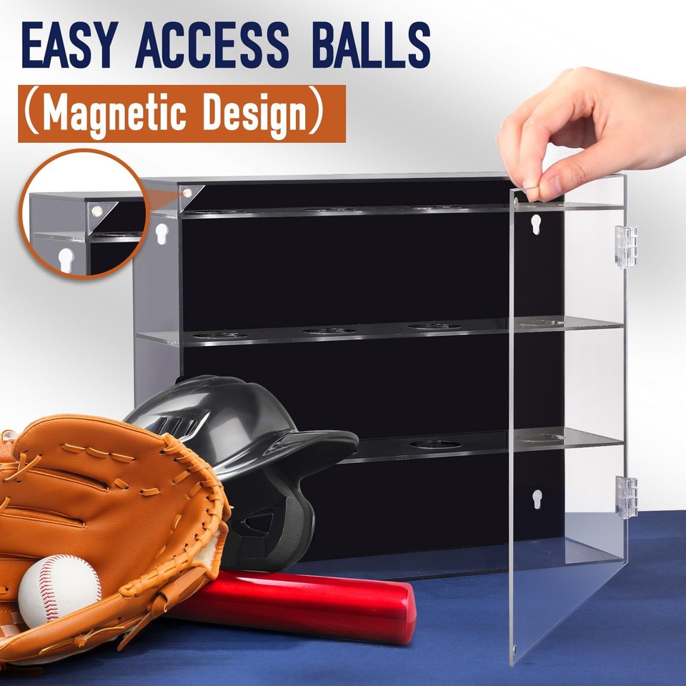 Acrylic Baseball Display Case Wall Mounted Display Holder Shadow Box ...