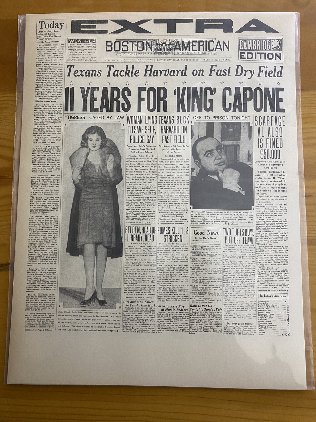 VINTAGE NEWSPAPER HEADLINE ~11 YEARS JAIL MOB GANGSTER AL CAPONE ...