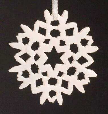 Hand Carved Snowflake Ornament #07 White MARBLE STONE 1/8"Thick 3.5"D ...