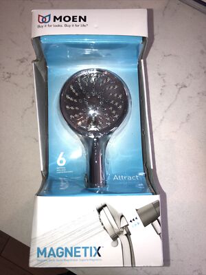 New Moen Attract 26000 Handheld Shower Head Chrome Silver 6 Settings ...