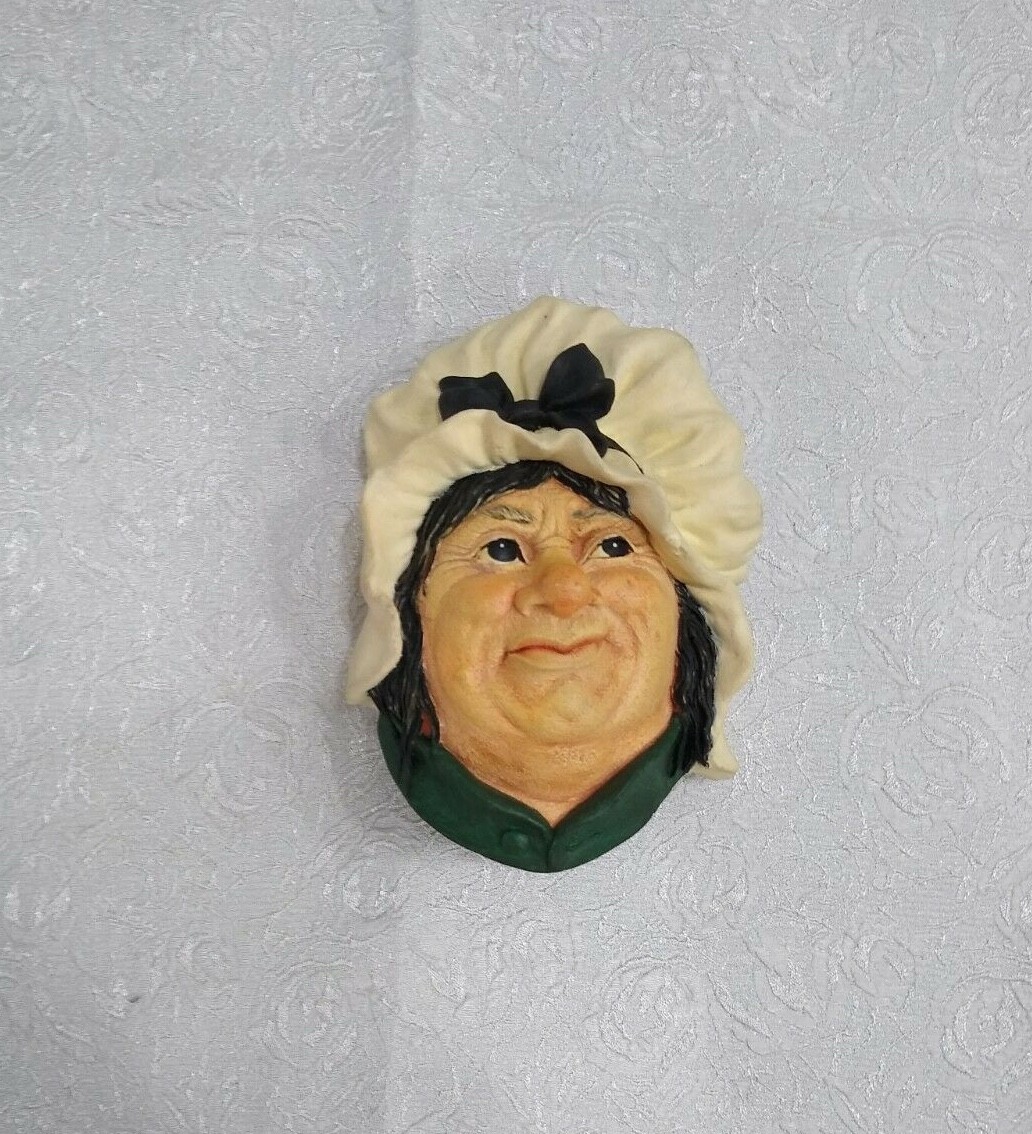 Vintage Bossons Sarah Gamp 4 1/2" Head Chalkware Wall Art Charles ...