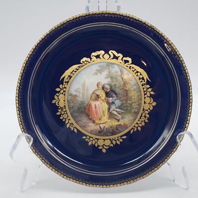 Antique meissen porcelain plate Cobalt Blue Love Couple - Read Desc. | eBay