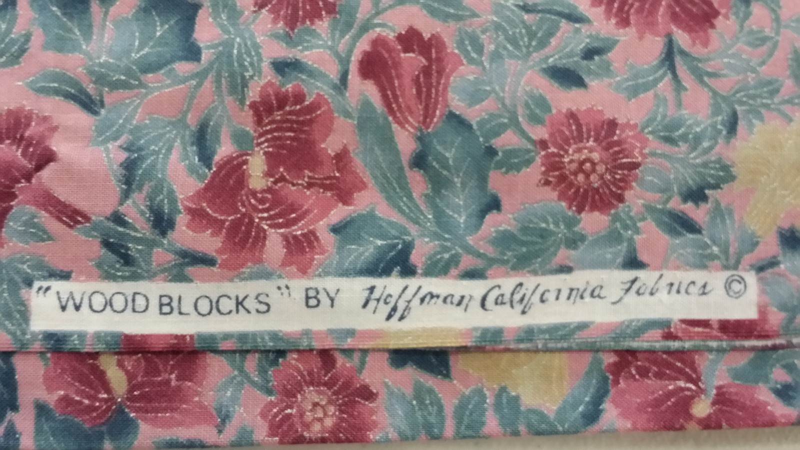 WOOD BLOCKS HOFFMAN PINK SILVER FLORAL PRINT COTTON 1 YD 42" FREE ...