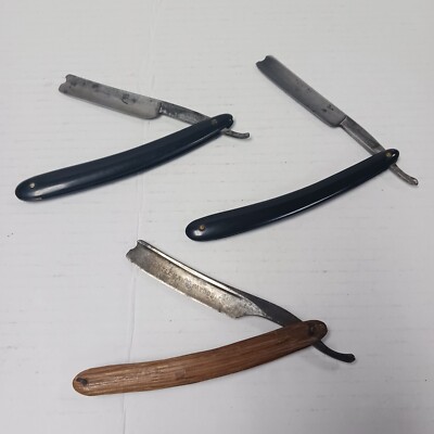 3 Small Straight Razors J.R. Torrey Little Guard George Wostenholm ...