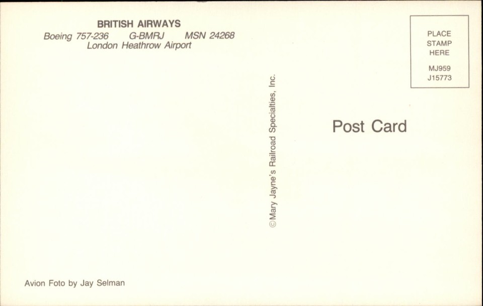 British Airways London Heathrow Airport Boeing 757 vintage postcard s675 | eBay