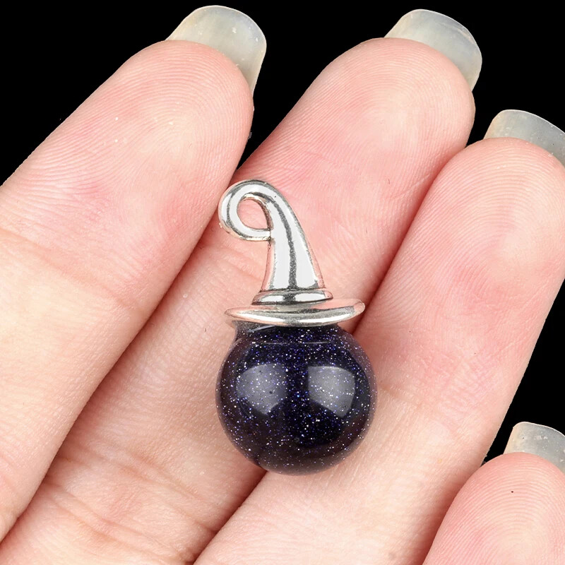 10PCS Silver Wizard Cap Pendant for Making Jewlery 12mm Sphere ...