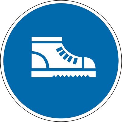 TARGHETTA ADESIVA "OBBLIGO USO Di CALZATURE DI PROTEZIONE" SEGNALETICA ...