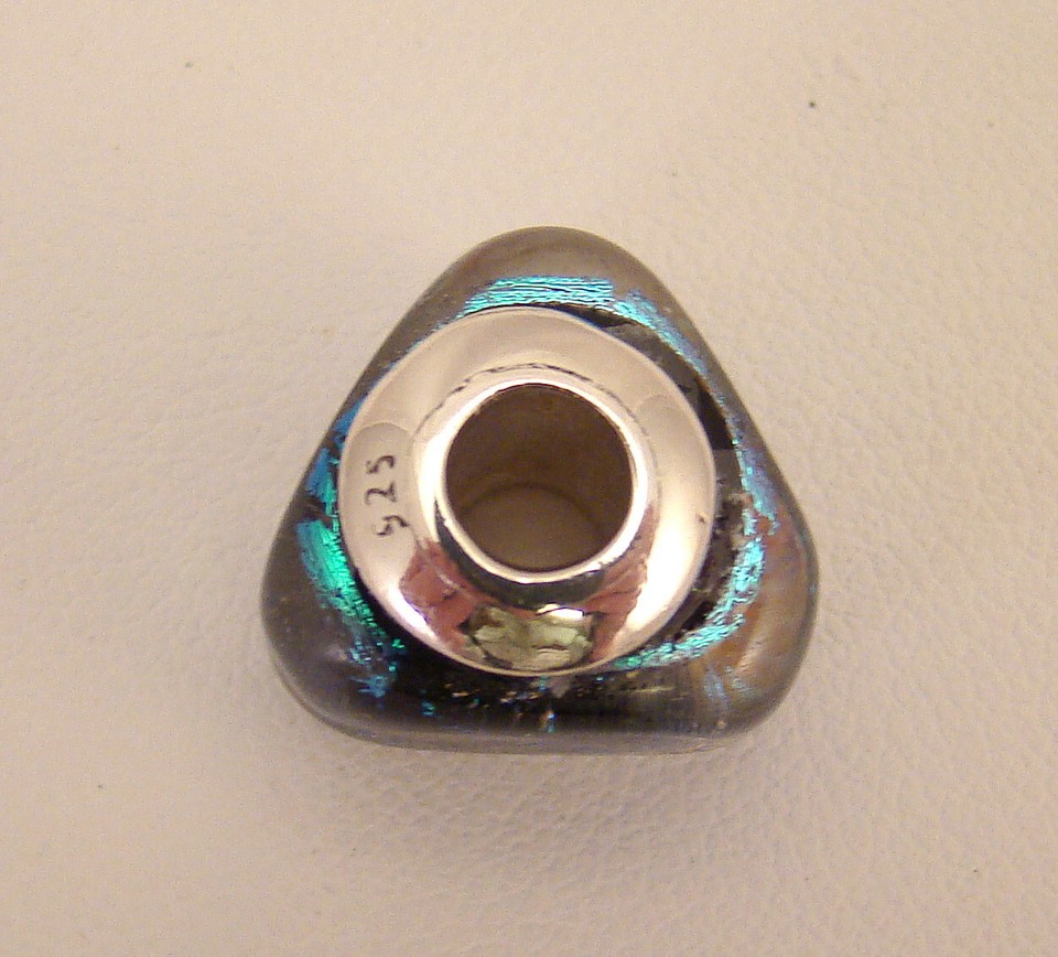 Reflection Beads OG Sterling Turquoise Blue Triangle Dichroic Glass ...