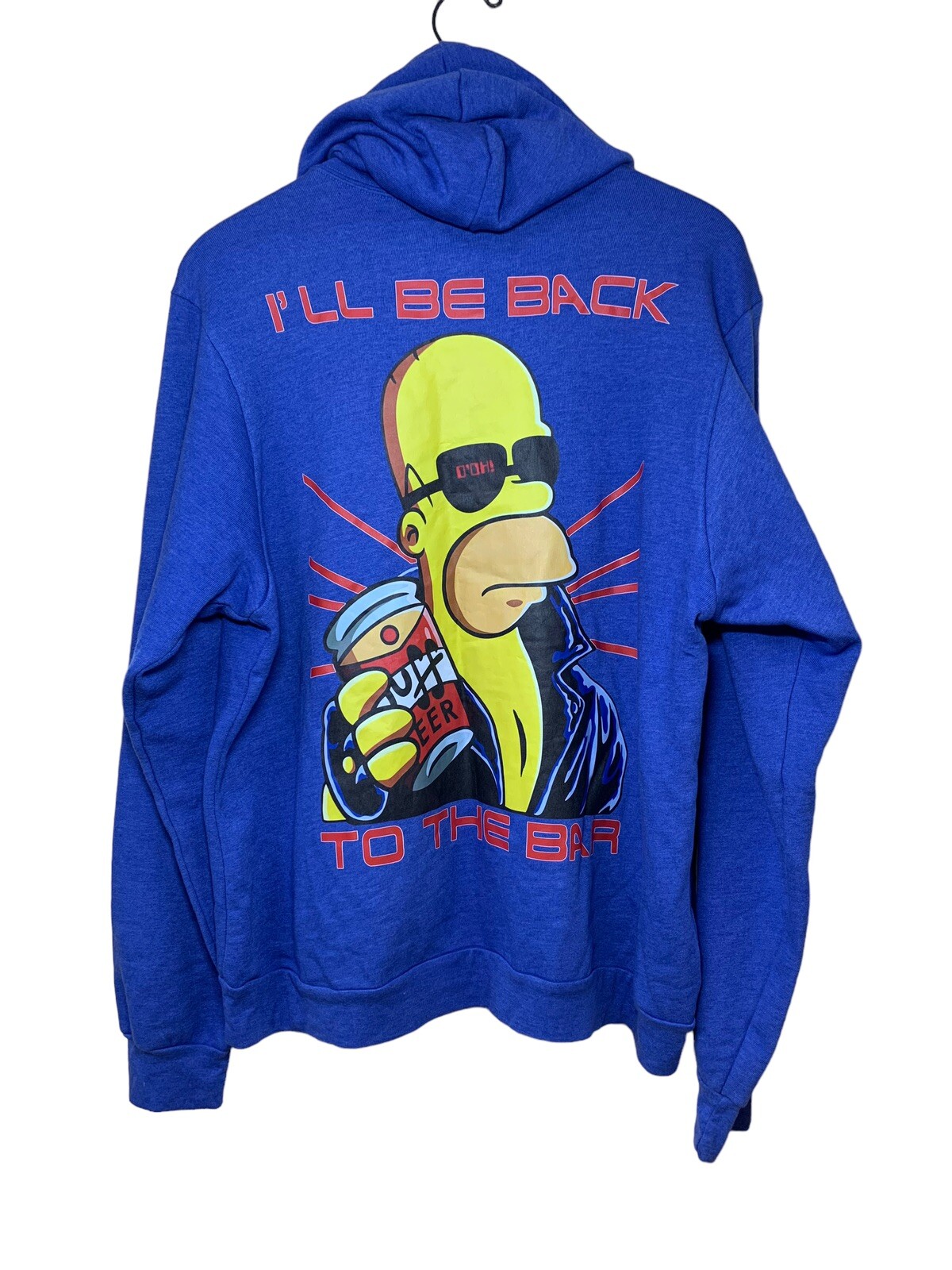 Homer Simpson Terminator Duff Beer Men’s Large Blue Hoodie Big Graphic ...