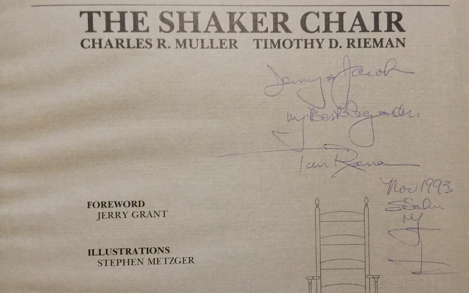 1984 SHAKER CHAIR Charles R. Muller signed by photographer Timothy D ...