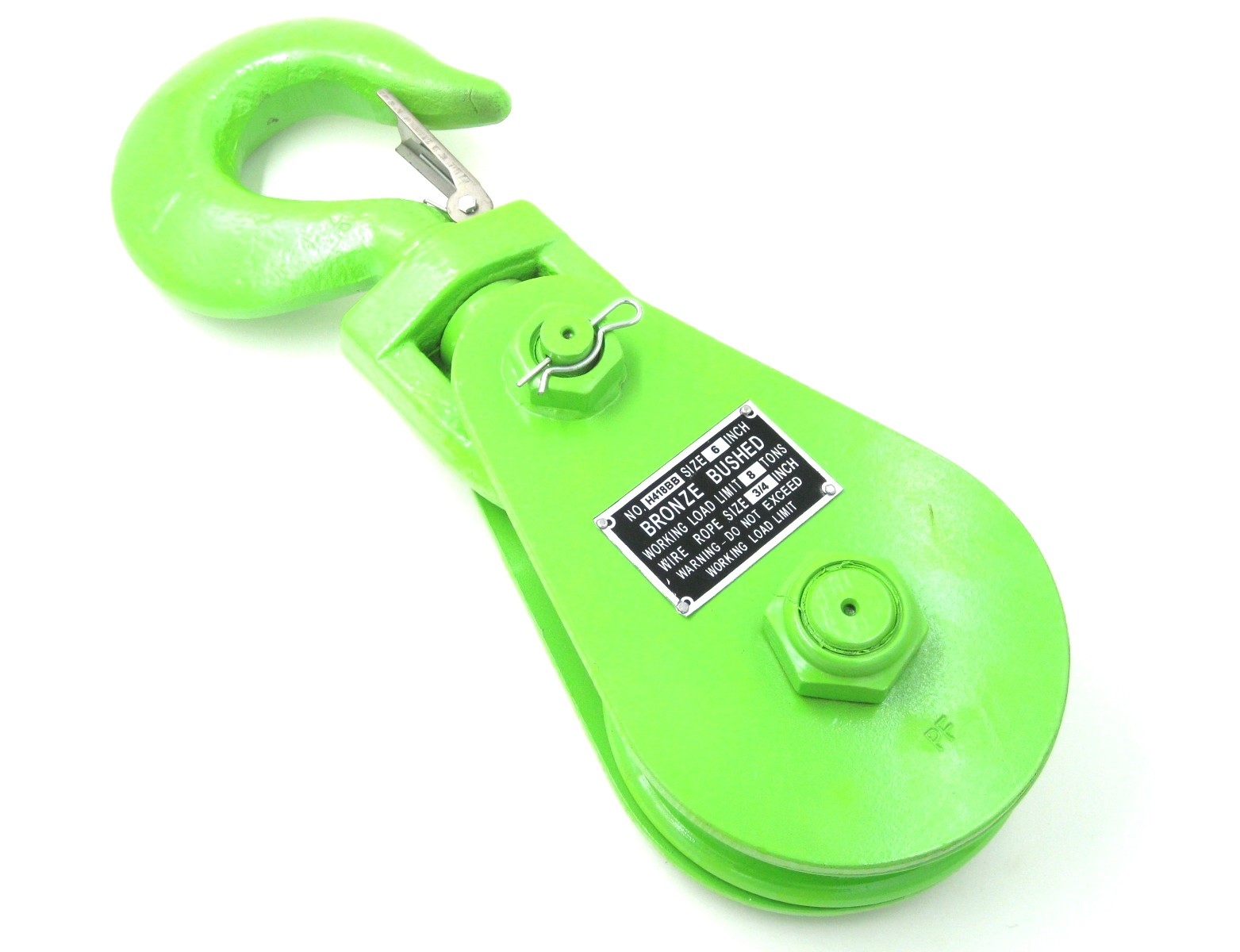 Snatch Block 8 Ton 6" Sheave w Swivel Hook f 3/4" Wire Rope Tow Wrecker ...