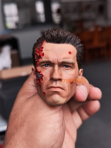 T800 Terminator Arnold Battle Damage Head Sculpt for 1/4 Scale Figure ...