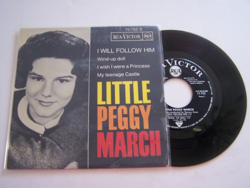 EP 4 TITRES VINYL 45 T , LITTLE PEGGY MARCH , I WILL FOLLOW HIM . VG++ ...