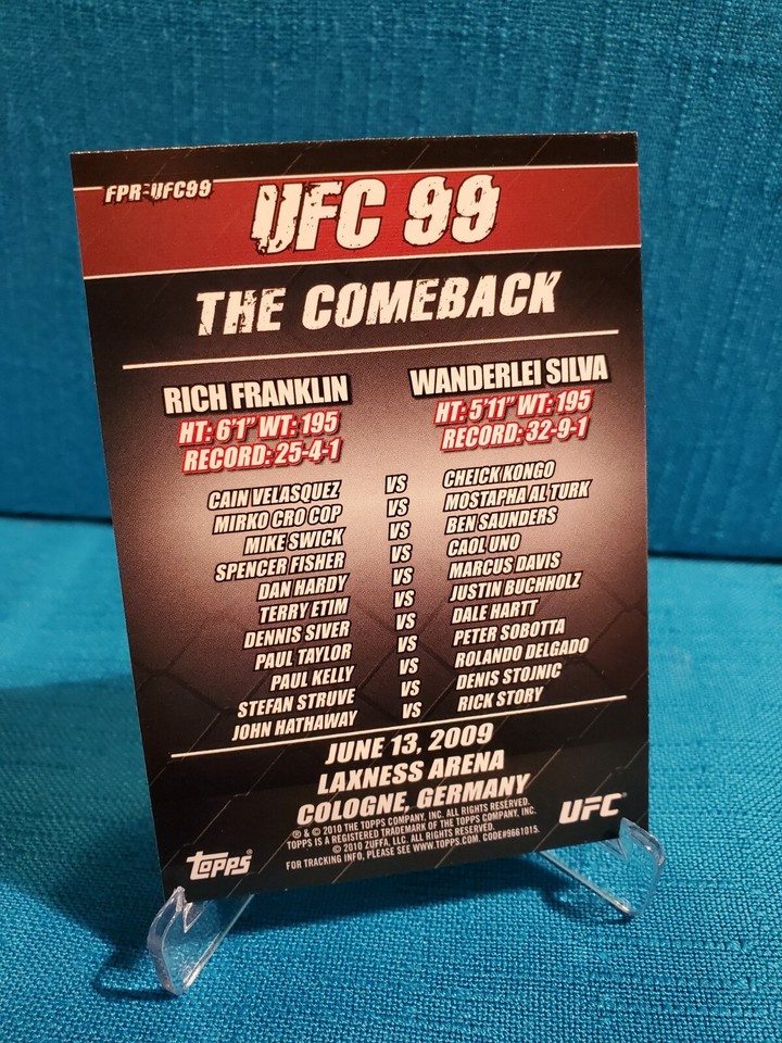 2010 UFC 99 Topps The Comeback Velasquez Kongo Card FPR-UFC99 Nice ...