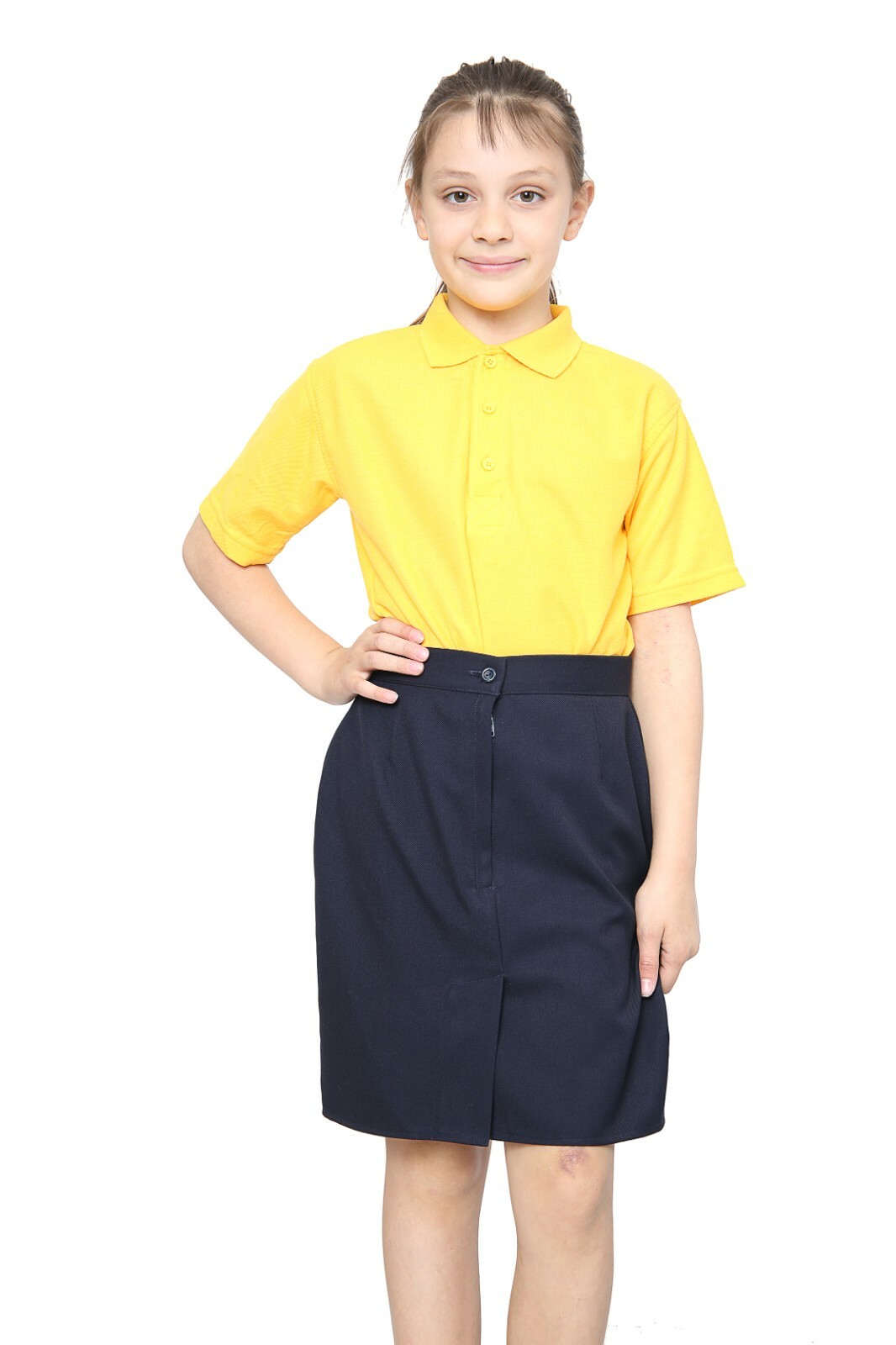 Girls Plain A Line Back Split Skirt Soft Comfortable Fabric School ...