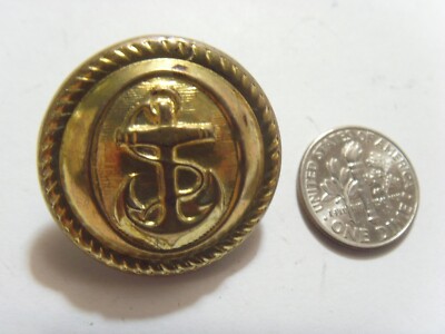 vintage 28 mm gold tone metal navy sailor anchor great coat button ...