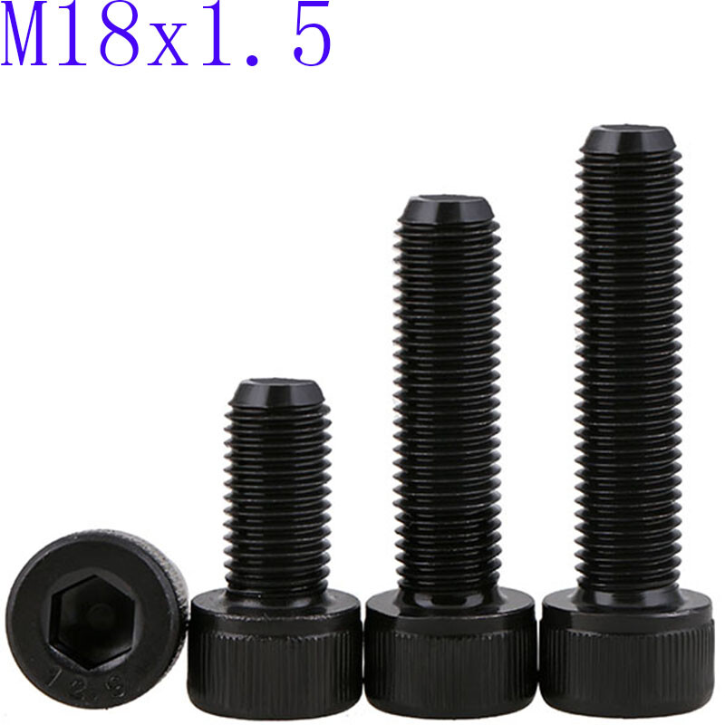M18-1.5 FINE Thread Socket Head Caps Screws 12.9 Alloy Steel Black ...