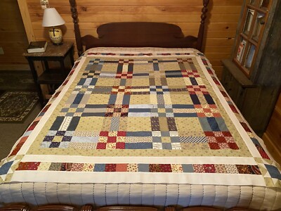 Unfinished QUILT TOP with borders; blue & maroon; 57 W x 67 L | eBay