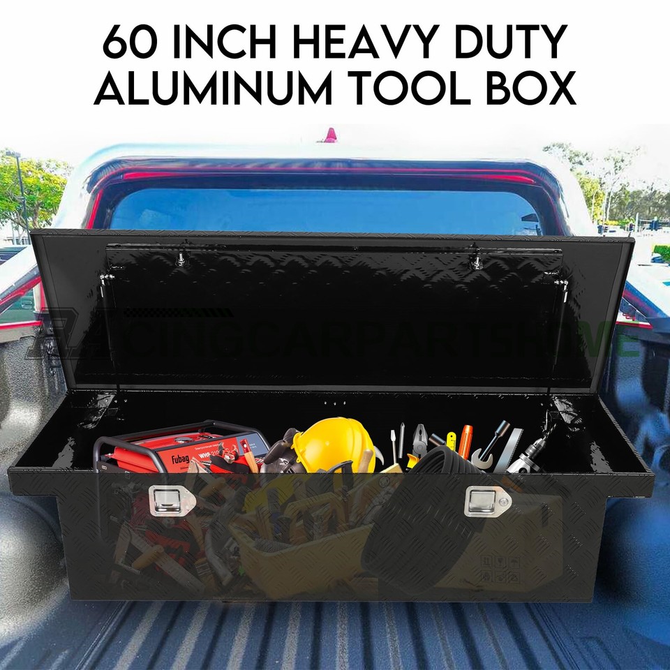 60"x20"x14" Aluminum Stripes Plated Tool Box Pick Up Truck Bed RV w ...