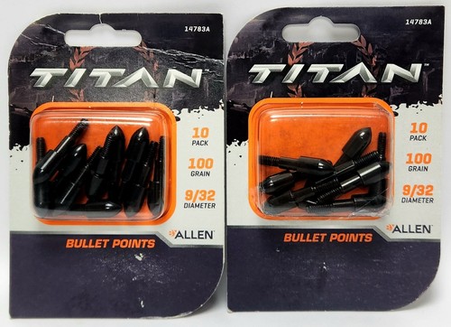 Allen Titan Bullet Points 20-pack Metal 100-Grain 9/32" Archery Arrow ...