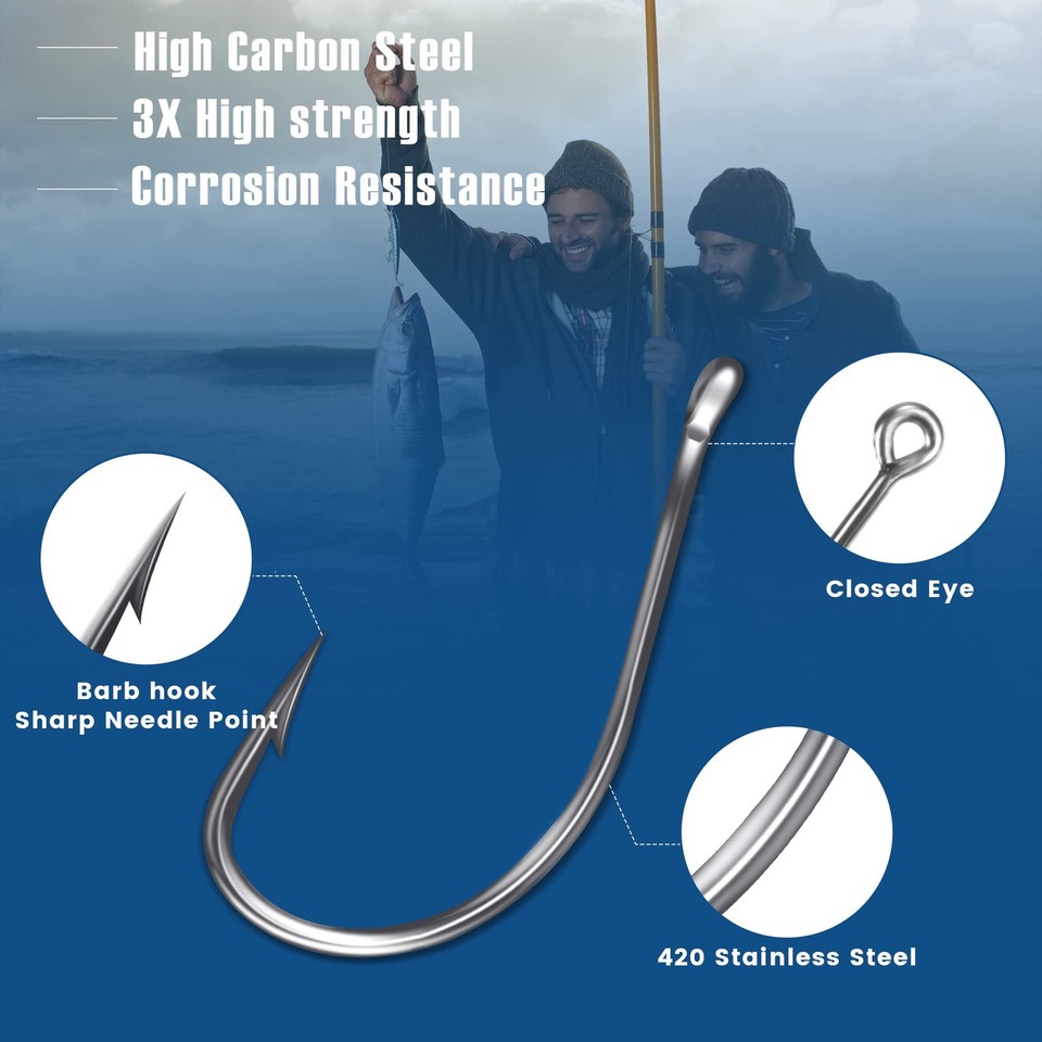 Carbon Steel Fishing Hooks 500 Pcs Circle Hooks Assortment for ...