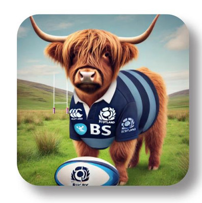 Scottish Highland Coo Cow In Scotland Rugby Top Loose Coaster | eBay UK