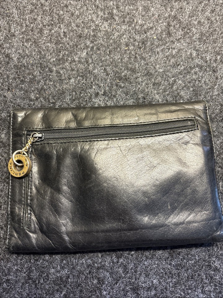 Vintage Perlina New York large black leather wallet | eBay