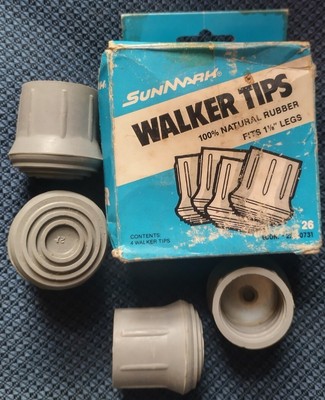 Walker Tips Natural Rubber Fits 1 1/8"by SunMark Metal Reinforced | eBay