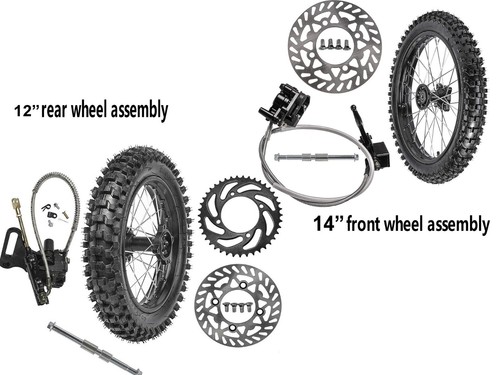 14" 12" Wheel 60/100-14 80/100-12 Tire Assembly Pit Bike CRF50 Apollo ...