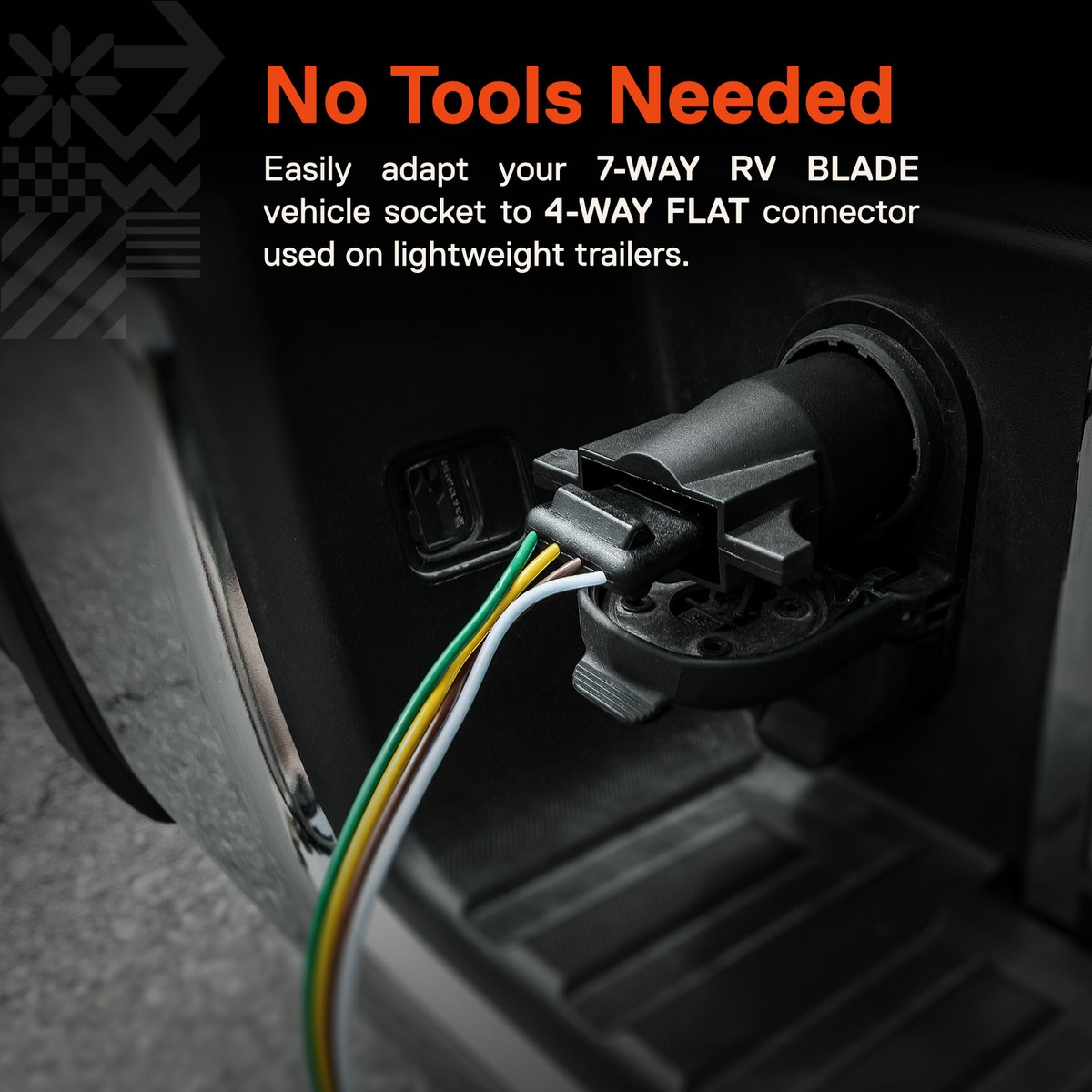 Trailer Plug 7 Way To 4 Way Adapter 4-Pin Flat To 7-Way Blade Adapter ...