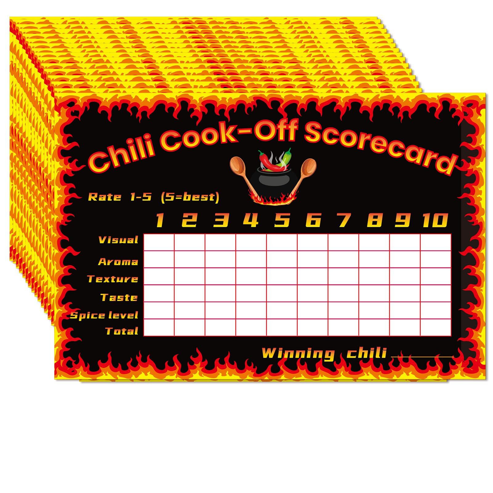 Chili Cook Off Scorecard Score Sheets Score Pads Voting Cards for Chili ...