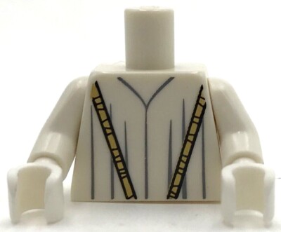 Lego New Torso Robe with Long Gold Necklace Pattern White Arms Wizard ...
