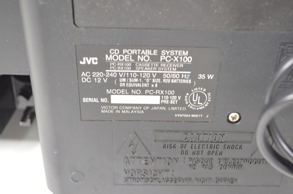 1990 JVC PC-X100 Portable AM/FM CD Cassette Boombox Stereo MOSTLY WORKS ...