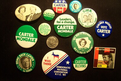 JIMMY CARTER lot 14 Pinback Buttons Original 1976 1980 President Run ...