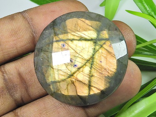 36X36X08MM AAA Multi Labradorite Round Faceted Cut Loose Gemstone 91Cts ...