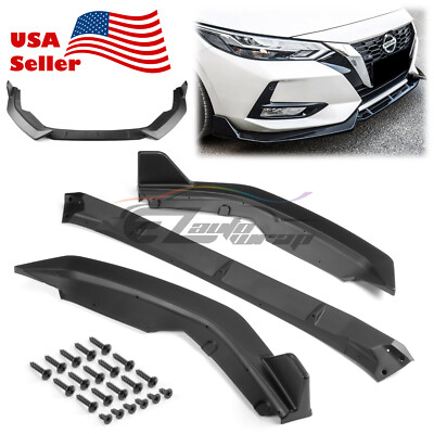 3pcs Matte Black Front Bumper Lip Body Kit Spoiler for Nissan Sentra ...