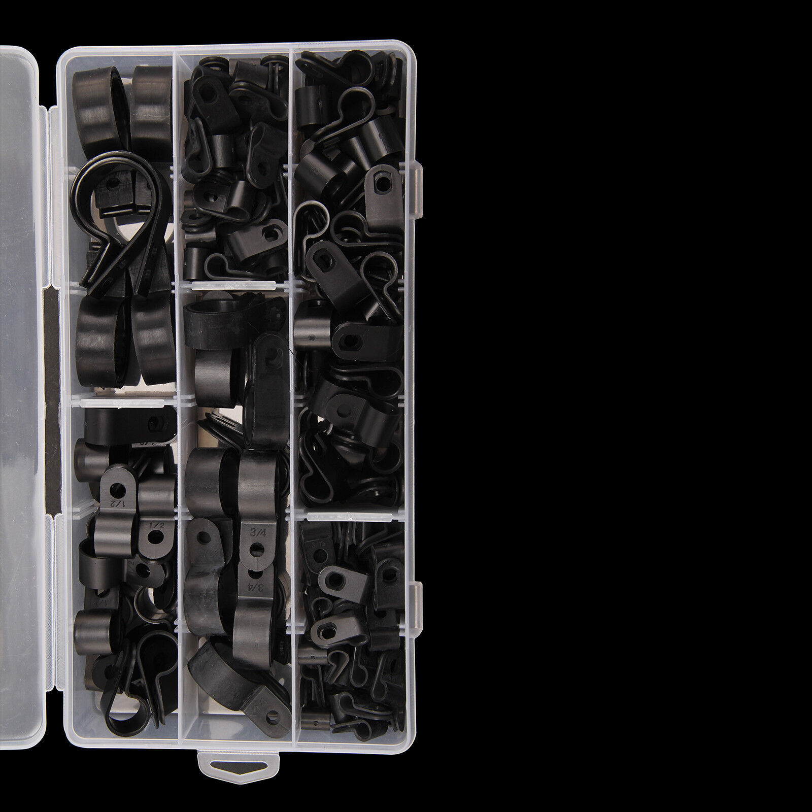 200x 5mm-28mm Assorted Nylon P Clips Hose Clamp Kit Set Wire Cable ...